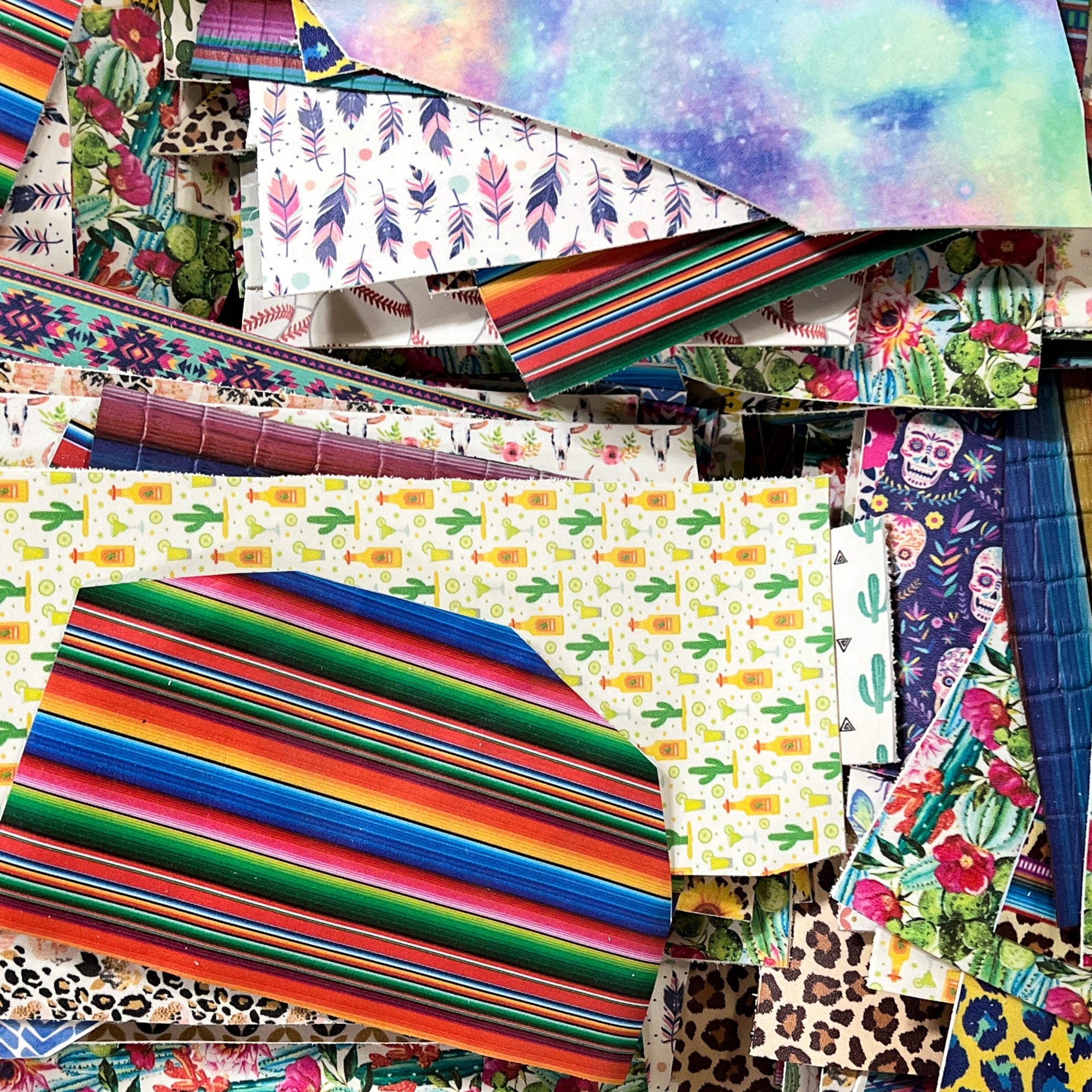 Printed Leather Scrap 1lb Package