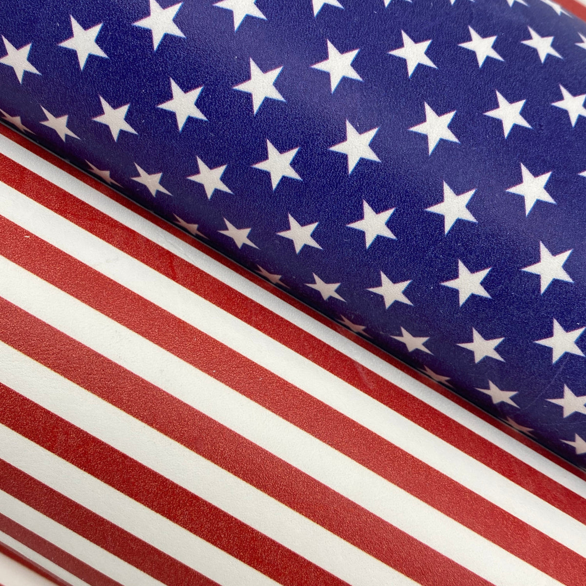 Stars & Stripes Pattern - Printed Leather